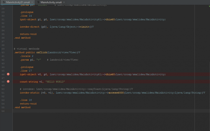 Android Reverse Engineering Debugging Smali In Smalidea Alexander