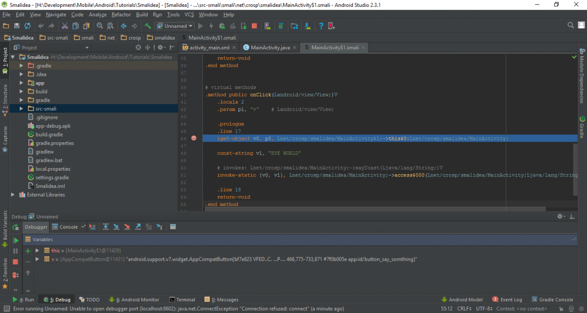 Android Reverse Engineering: Debugging Smali in Smalidea | Alexander Molochko